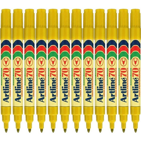 Artline 70 Permanent Marker 1.5mm Bullet Tip Nib Yellow Box 12 | Woolworths