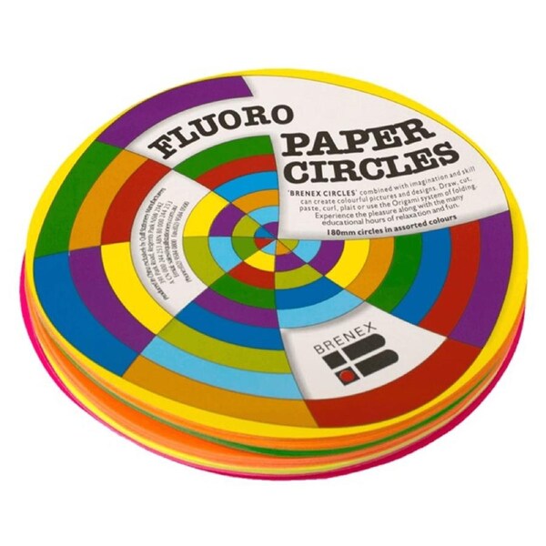 Brenex Fluoro Circle Paper Single Sided 120mm Assorted Colours Pack 120 ...
