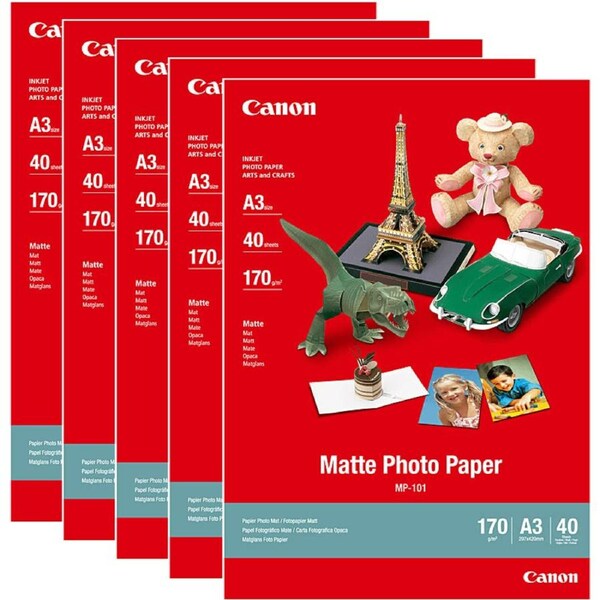 Canon Matte Photo Paper 170Gsm A3 Pack 40 Sheets Pack 5 Bulk | Woolworths
