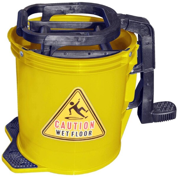 Cleanlink Mop Bucket Heavy Duty Plastic Wringer 16 Litre Yellow ...