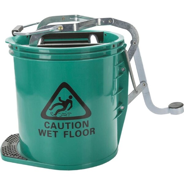 Cleanlink Mop Bucket Heavy Duty With Metal Wringer Green 16 Litre ...