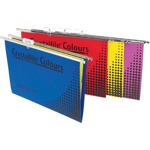 Crystalfile Suspension Files Foolscap Assorted Colours Pack 125 Bulk ...