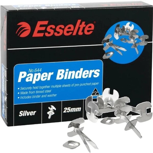 Esselte Paper Binders 25mm No. 644 Silver Box 200 | Woolworths