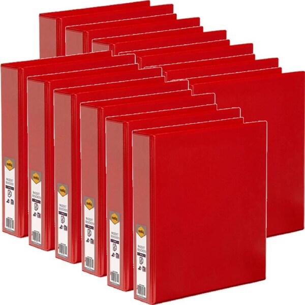 Marbig Clear View Insert Ring Binder Folder 2D 38mm A4 Red Box 12 | Woolworths