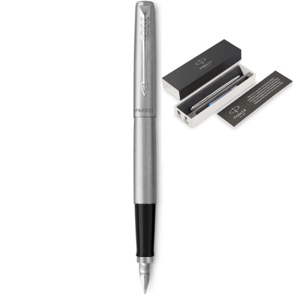 Parker Jotter Fountain Pen Stainless Steel Chrome Trim Gift Box Set | Woolworths