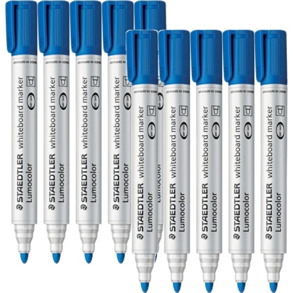 Staedtler 351 Lumocolor Whiteboard Marker Bullet Point Blue Box 10 ...
