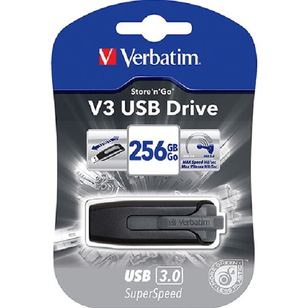 Verbatim Store-N-Go V3 USB Hard Drive 3.0 256Gb Grey High Speed ...