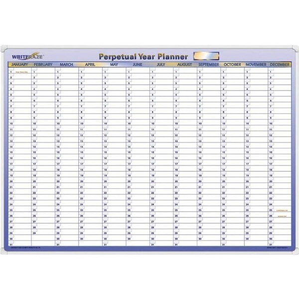 Writeraze Qc Perpetual Year Planner Any Year Whiteboard 700x1000mm ...