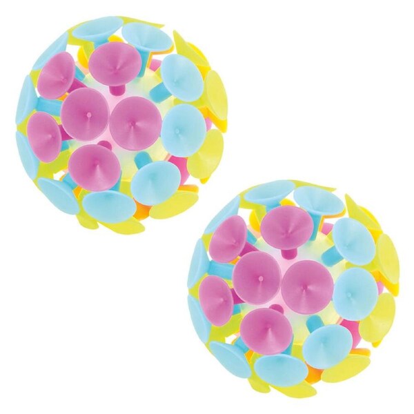 2x Fumfings 8cm Light Up Sucker Sticky Throw Ball Kids Fun Game Indoor ...