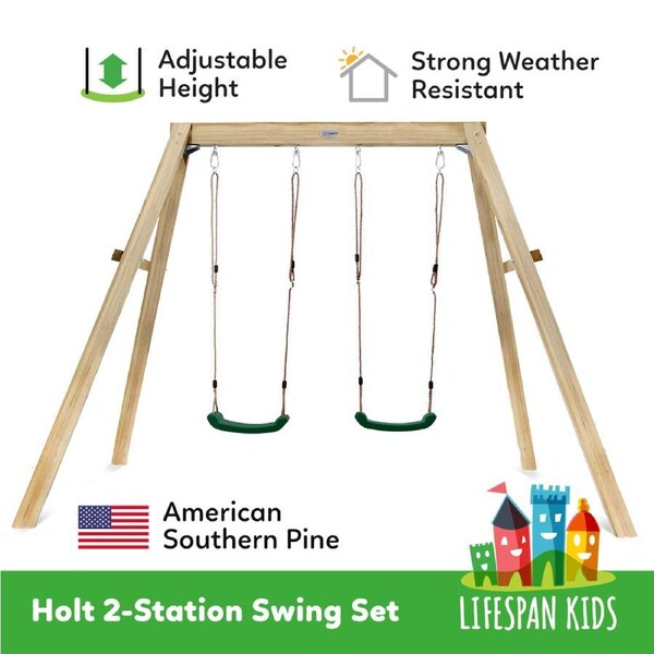 Lifespan Kids Holt 2-Station Timber Swing Set | Woolworths