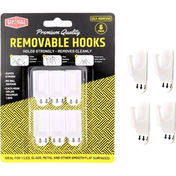 30 x White Removable Hooks Self Adhesive Clip Wall Hangers Utility ...