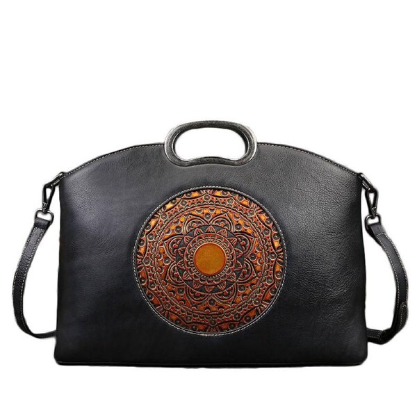 Nevenka Leather Handbags for Women Vintage Embossing Totem Shoulder Bag ...