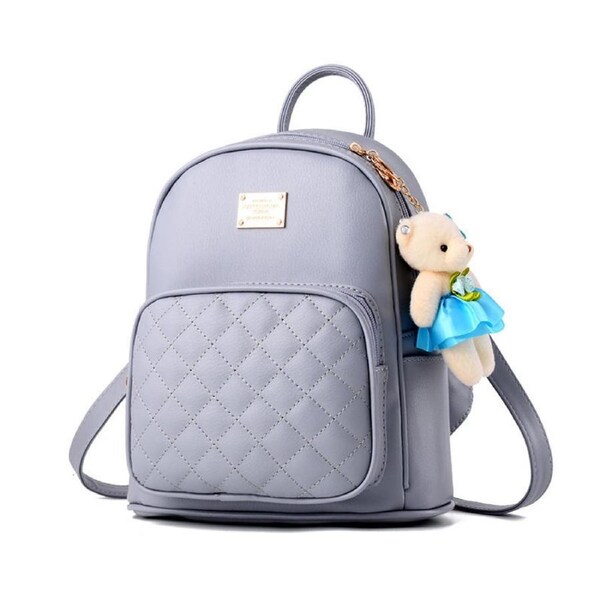 Nevenka Leather Backpack Casual Travel Daypacks with Cute Bear For ...