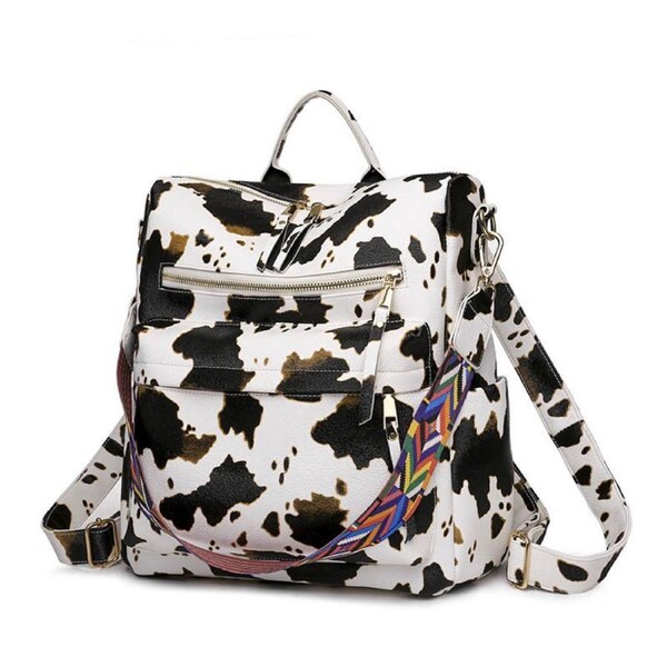 Nevenka Fashion Backpack Multipurpose Print Leather Travel Shoulder Bag ...