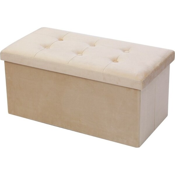 Boxsweden 76x36cm Ottoman Storage Cube Faux Velvet Home Organiser/Stool ...