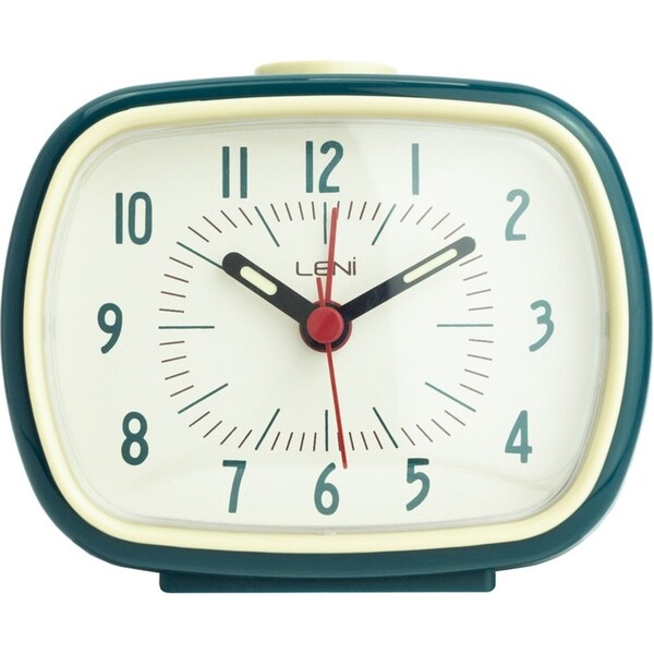 Leni Plastic Retro Analogue Alarm Clock Glow in the Dark Home/Room ...