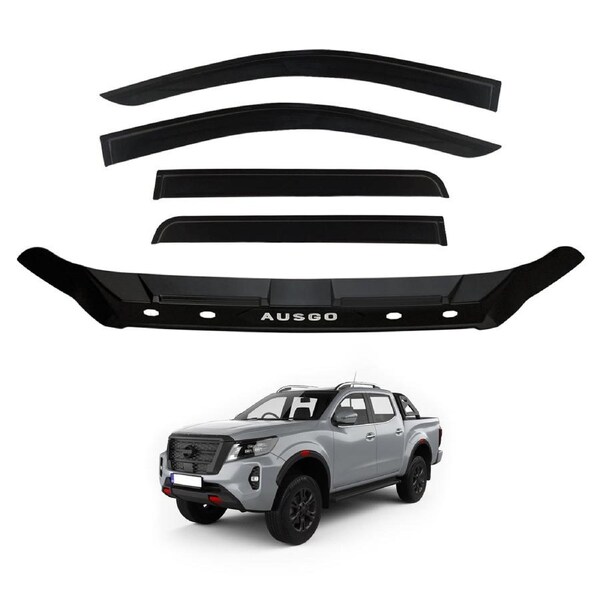 Weather Shields + Bonnet Protector for Nissan Navara NP300 D23 Dual Cab ...