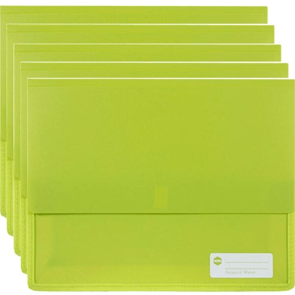 Marbig Polypick Document Wallet Heavy Duty A4 Green Lime Pack 5 ...