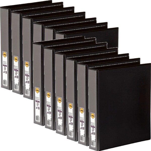 Marbig Clear View Insert Ring Binder Folder 3D 38mm A4 Black 12 Pack | Woolworths