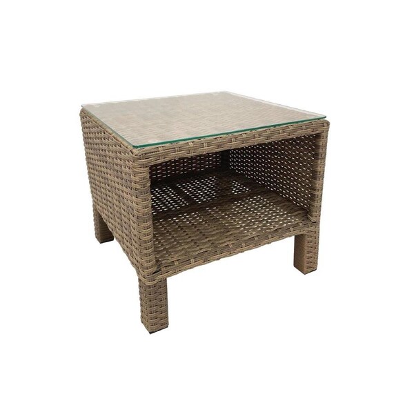 FurnitureOkay Positano Wicker Outdoor Side Table - Soft Taupe | Woolworths