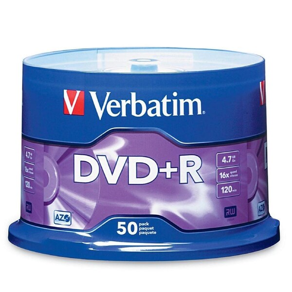50PK Verbatim DVD-R 4.7GB 16x Speed Blank Disc Media Storage w/ Spindle Case | Woolworths