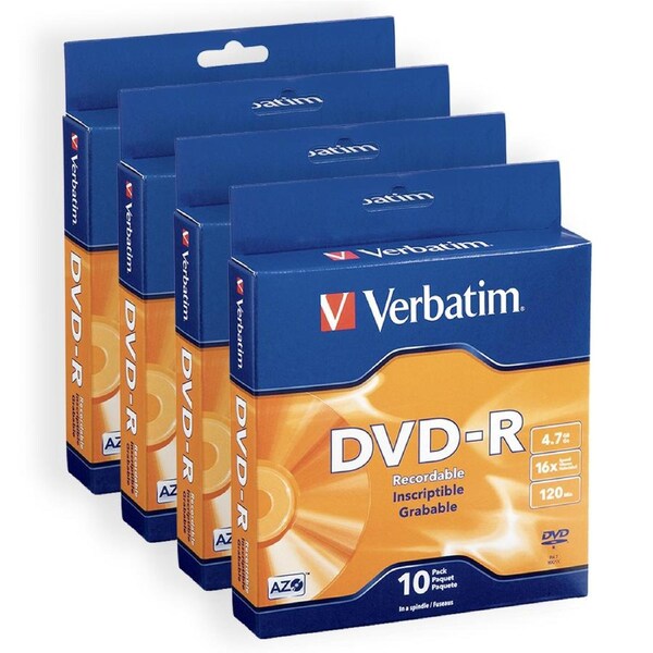 40pc Verbatim DVD-R 4.7GB 16x Speed Blank Discs Media/Data Storage w/Jewel Case | Woolworths