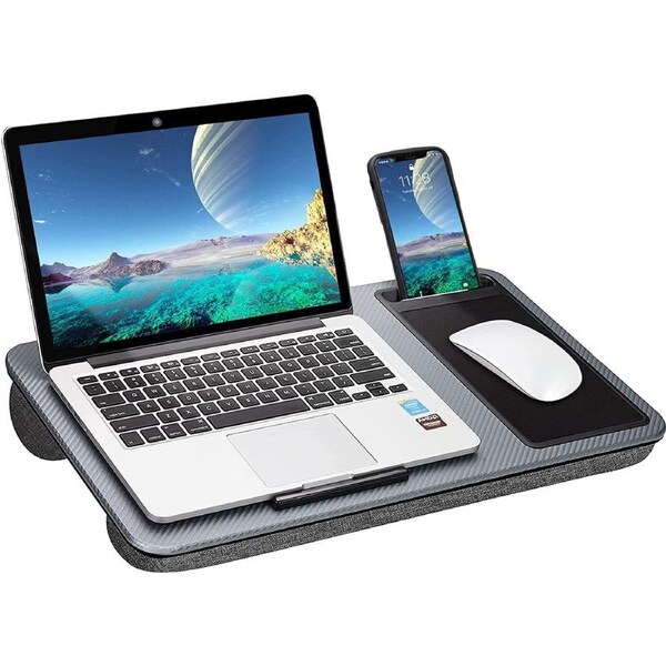 Portable Laptop Desk with Device Ledge, Mouse Pad and Phone Holder for ...