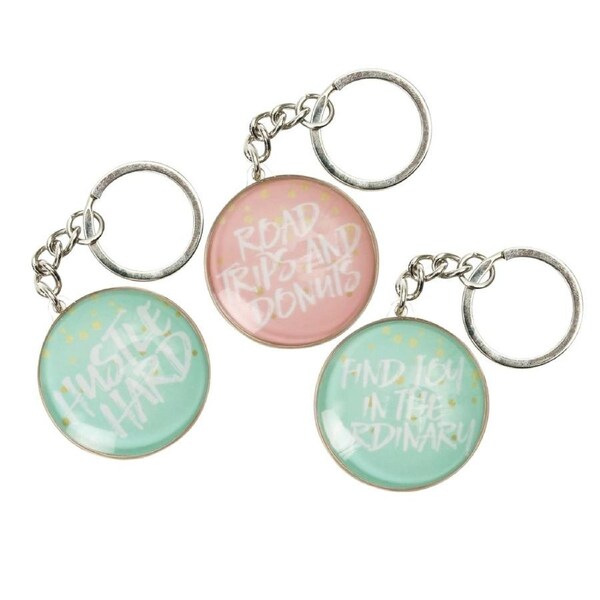 Pastel Dream Inspirational Quote Glass Domed Keyrings (Set of 3 ...