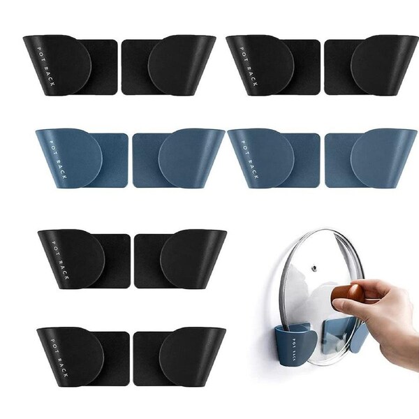 6 Pairs of Wall Mount Pot Lid Organizer Pot Hangers Lid Holder For ...