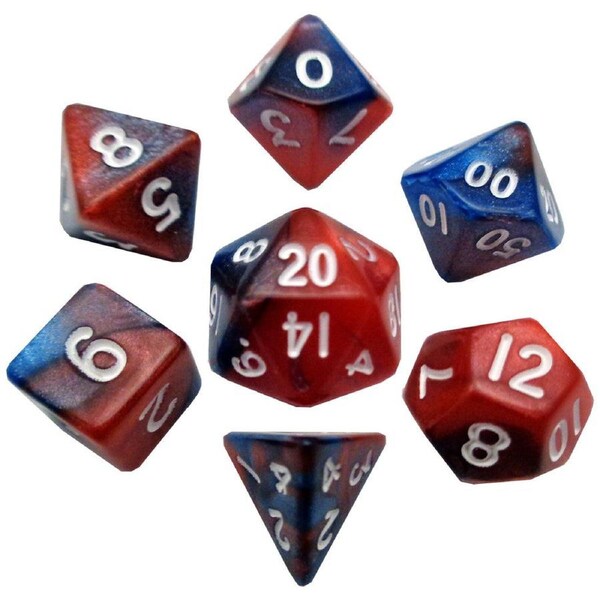 MDG Mini Polyhedral Dice Set White Numbers- Red/Blue | Woolworths
