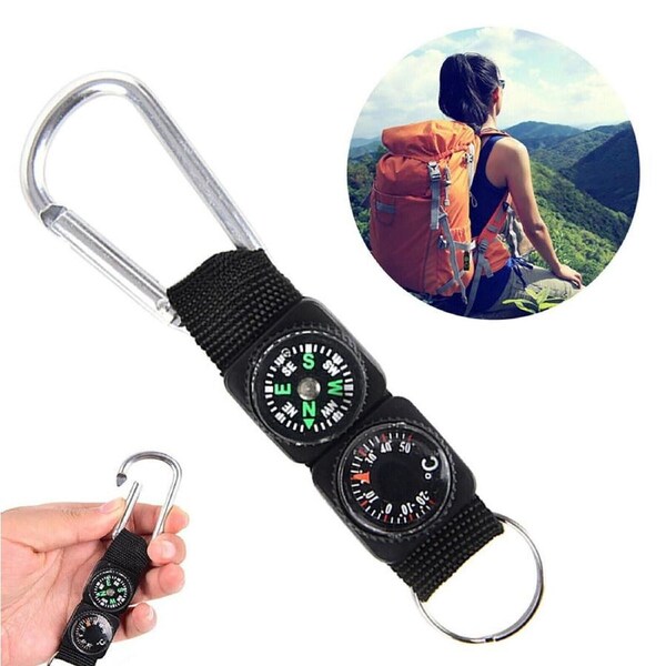 3in1 Compass Thermometer Outdoor Hiking Tactical Survival Carabiner Key ...