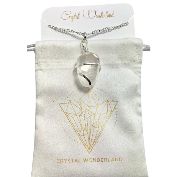 Infinity Loop Crystal Tumbled Clear Quartz Pendant Silver Healing ...