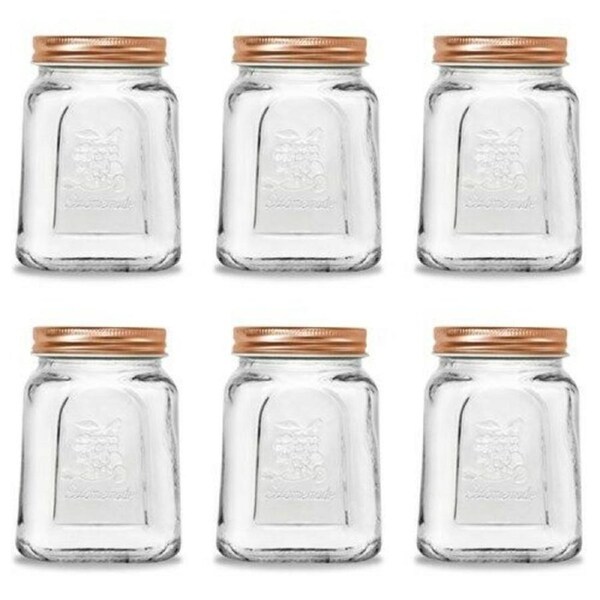 6x Glass Conserve Jar Rose Lid Screw Top Jam Lolly Storage Preserving Jars 475ml | Woolworths