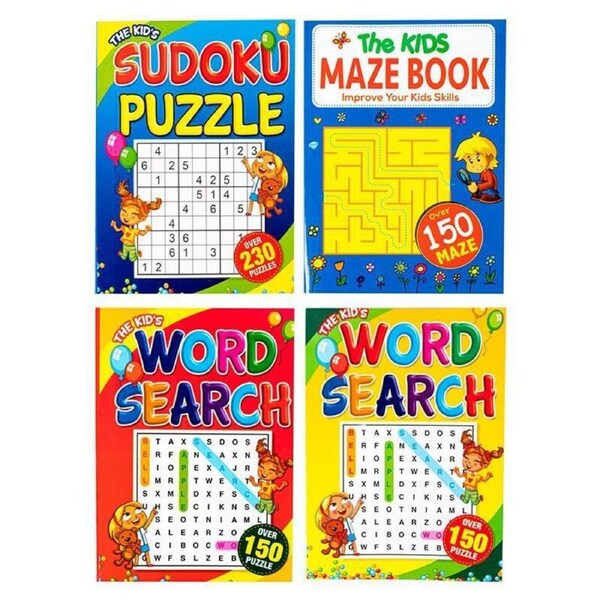 4x A6 Kids Puzzle Books Word Search Mazes Puzzles Activities Fun ...