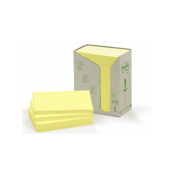 Post-It Notes 655-RTY 100% Recycled Yellow 76 x 127 Pack 16 | Woolworths
