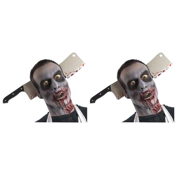 2x Rubies Zombie Cleaver Knife Through Head/Headpiece Accessory One ...