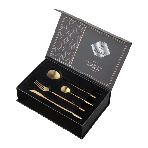 Brushed Yellow Gold 24PCS Cutlery Set Tableware Knife Fork Spoon ...