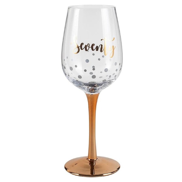 Seventy Rose Gold Stem Red/White Wine Drinking Glass Gold 430ml 70th ...