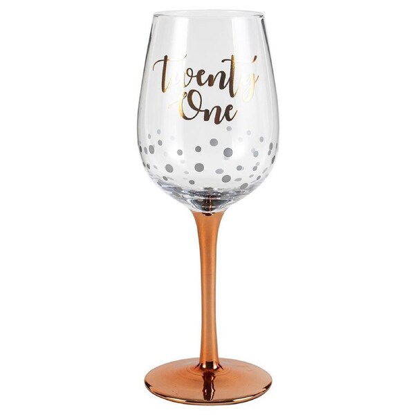Twenty One Rose Gold Stem Red/White Wine Drinking Glass Gold 430ml 21st ...