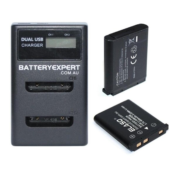 2 Rechargeable Battery External Dual Charger For Fujifilm FinePix XP140 ...