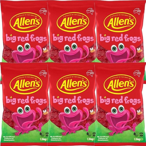 Allens Red Frogs Lollies 1.3kg Bag 6 Pack BULK | Woolworths