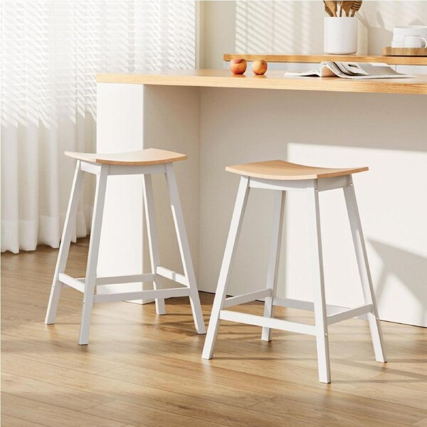 Artiss 2x Bar Stools Wooden Chairs Oak | Woolworths