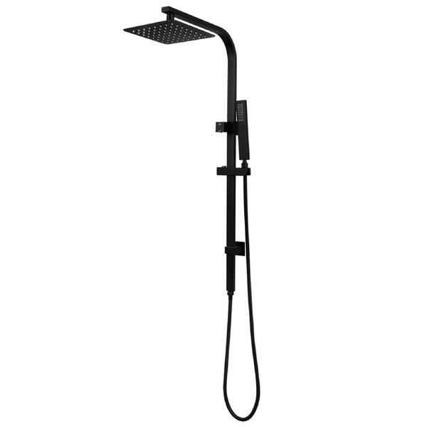 ACA WELS Black Square 8" Rain Shower Head Set Gooseneck Rail Wall Arm ...