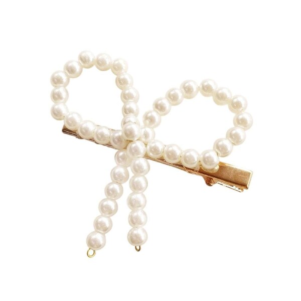 Culturesse Paige Vintage Girly 6.5cm Pearl Bow Tie Barrette Women ...
