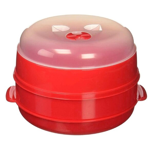 2 Tier Steamer Microwave Steamer Double Layer Cooking Meals Kitchen AU ...