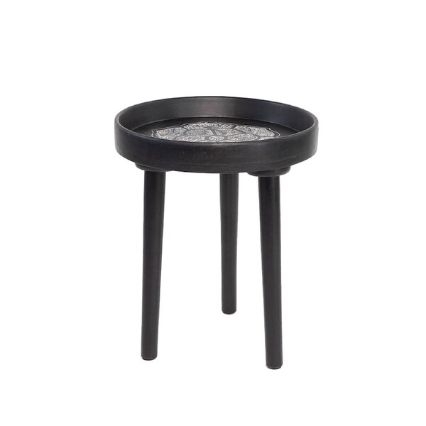 Rayell 46cm Carved Timber Top Bisque Side Table Home/Livingroom Decor ...