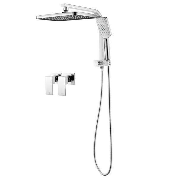 WELS 12" Rectangle/Square Shower Head Set Handheld Heads Gooseneck Wall ...