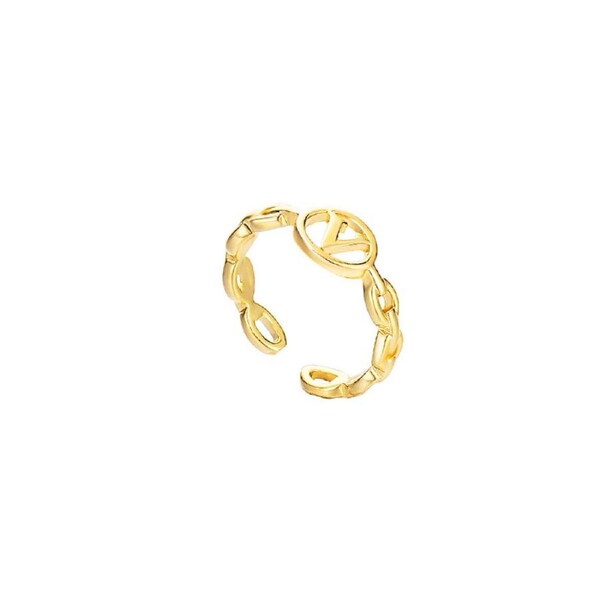 Nevenka Letter Chain Rings Adjustable Opening Rings for Women Girls-V ...