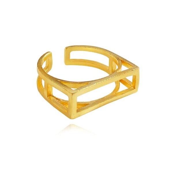 Culturesse Henrietta Sculptural Frame Open Ring 18K Gold Plating ...