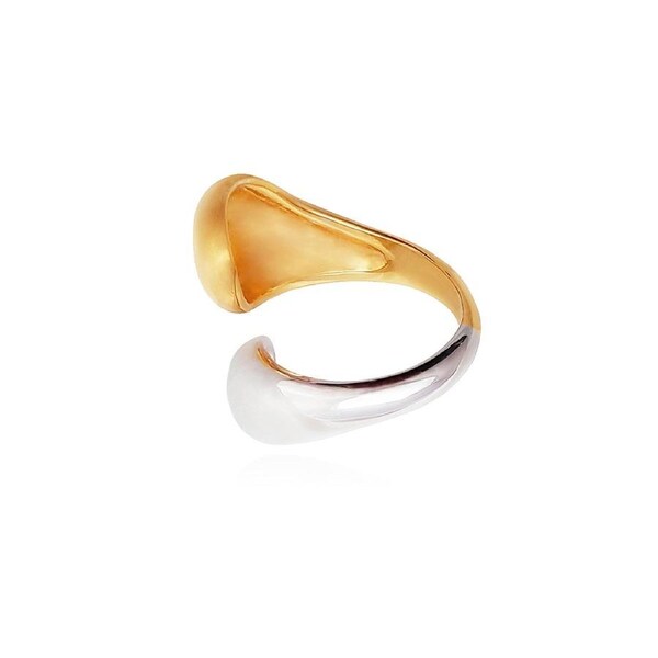 Culturesse Rhodium Plating Titanium Steel Open Ring 18K Yellow Gold ...